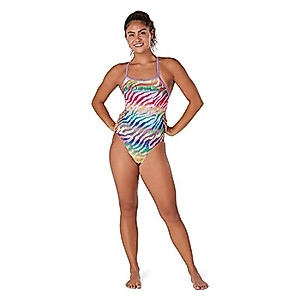 Speedo Women's Standard Swimsuit Piece Endurance The One Printed Team Colors, Pride Animal Fever, 38