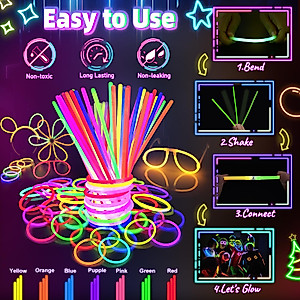 Glow in the Dark Party Supplies for Kids Adults, Light Up Party Favors, 56 LED Light Up Toys, 100 Glow Sticks Bulk Party Pack DIY Glow Glasses Headbands Necklaces for Neon Party Supplies & Decorations