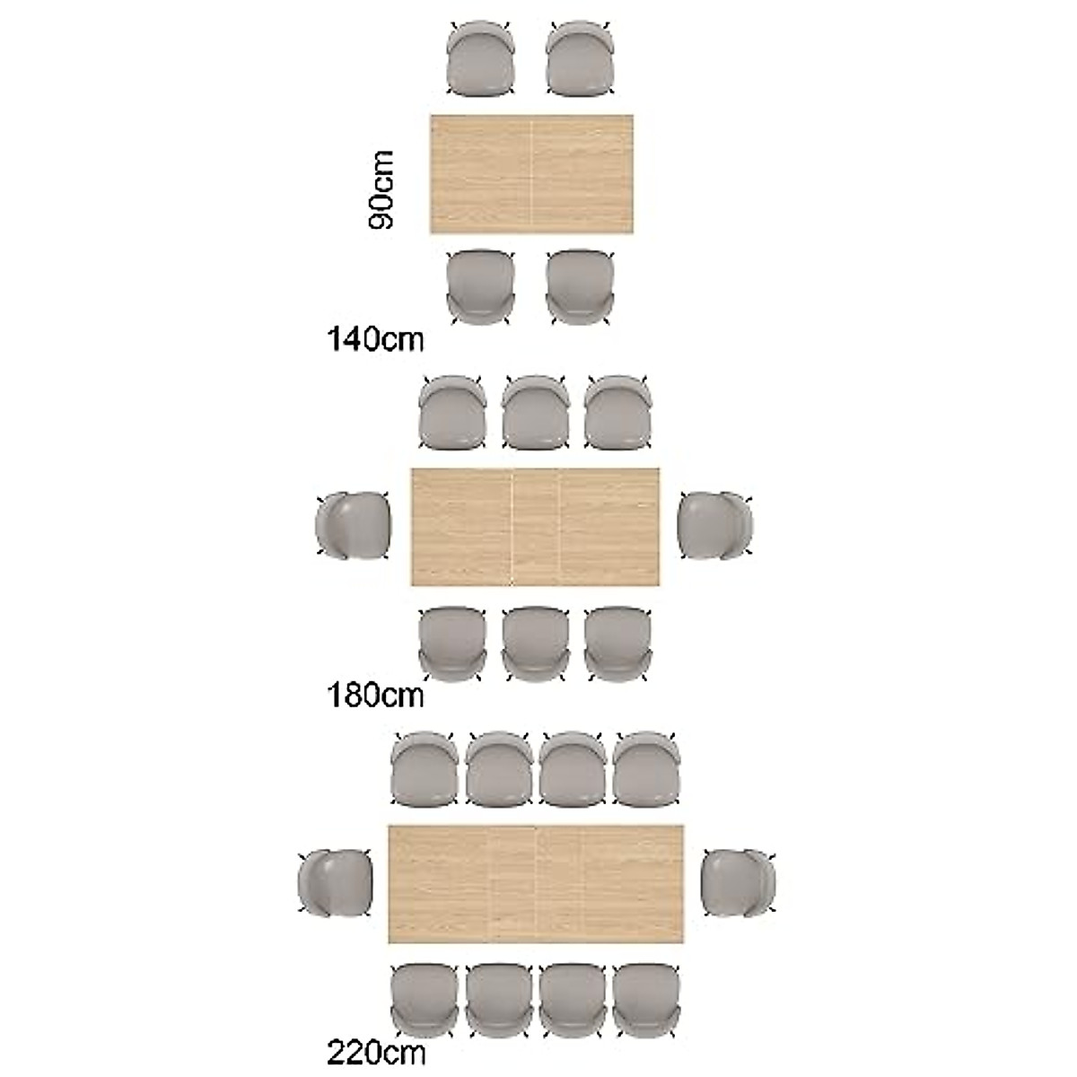 Fingertip WD Extendable Dining Table for 6-10 person, Wooden Dining Room Table, Modern Extendable Table for Gatherings, Meeting for Small Kitchens, Dining Office Areas(Natural)