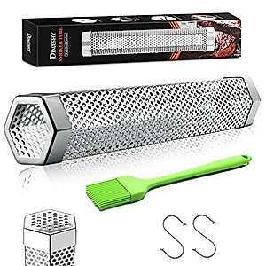 Pellet Smoker Tube DIMESHY for All Grill Electric, Charcoal, Gas Charcoal or Smokers, Cold or Hot Smoking- 12" 304Stainless Steel smoker Perfect for Smoking Cheese Nuts Steaks Fish Pork Beef