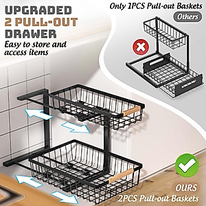 Dihmpor Under Sink Organizer and Storage, Slide Out Under Cabinet Storage Pull Out Sink Shelf Cabinet Storage Shelves, Undersink Organizers for Kitchen Bathroom Cabinet