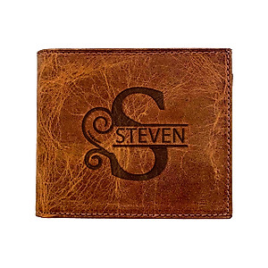 Personalized Leather Wallet for Men, Anniversary Gifts for Husband, Personalized Birthday Gifts for Dad, Boyfriend, Son, Fiance, Fathers Day Gifts, Custom Wallets for Men, Leather Men Wallet