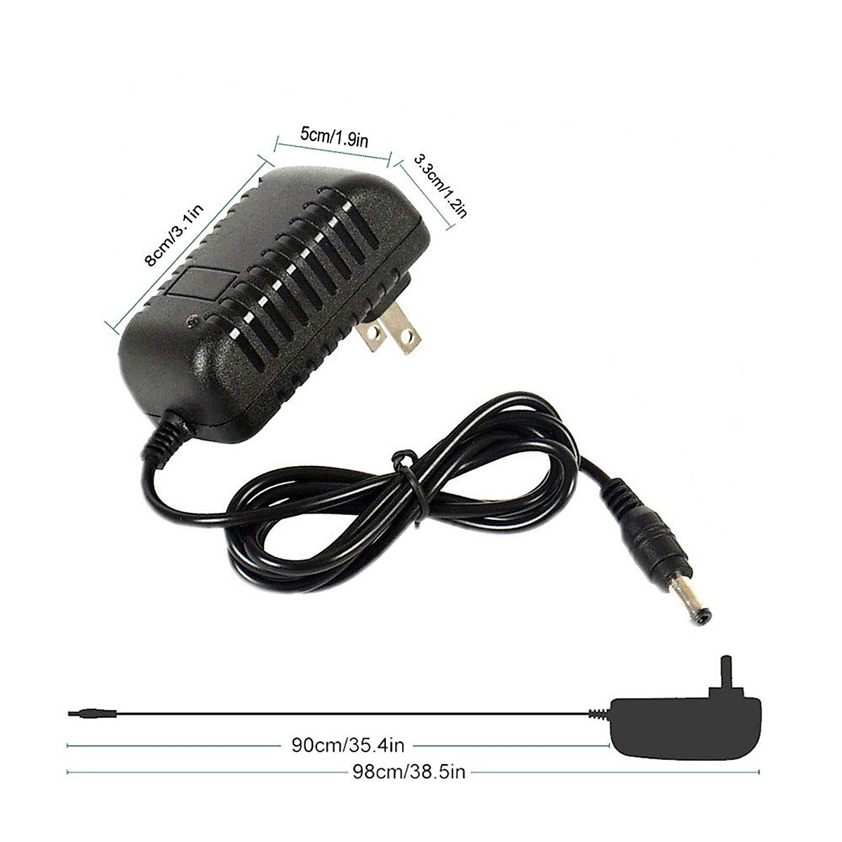 AC to DC Adapter 5V 3A Power Supply with 5, 5mm x 2, 1mm Plug Connector for Strip Light, Wireless Router, Security System , Switches, CCTV Cameras, Black, 8CM*5CM*3.3CM