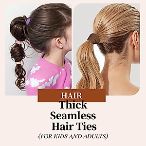 Teenitor Hair Ties,120pcs Thick Seamless Ponytail Holders, Hair Elastics & Ties for Women Thick Curly Hair