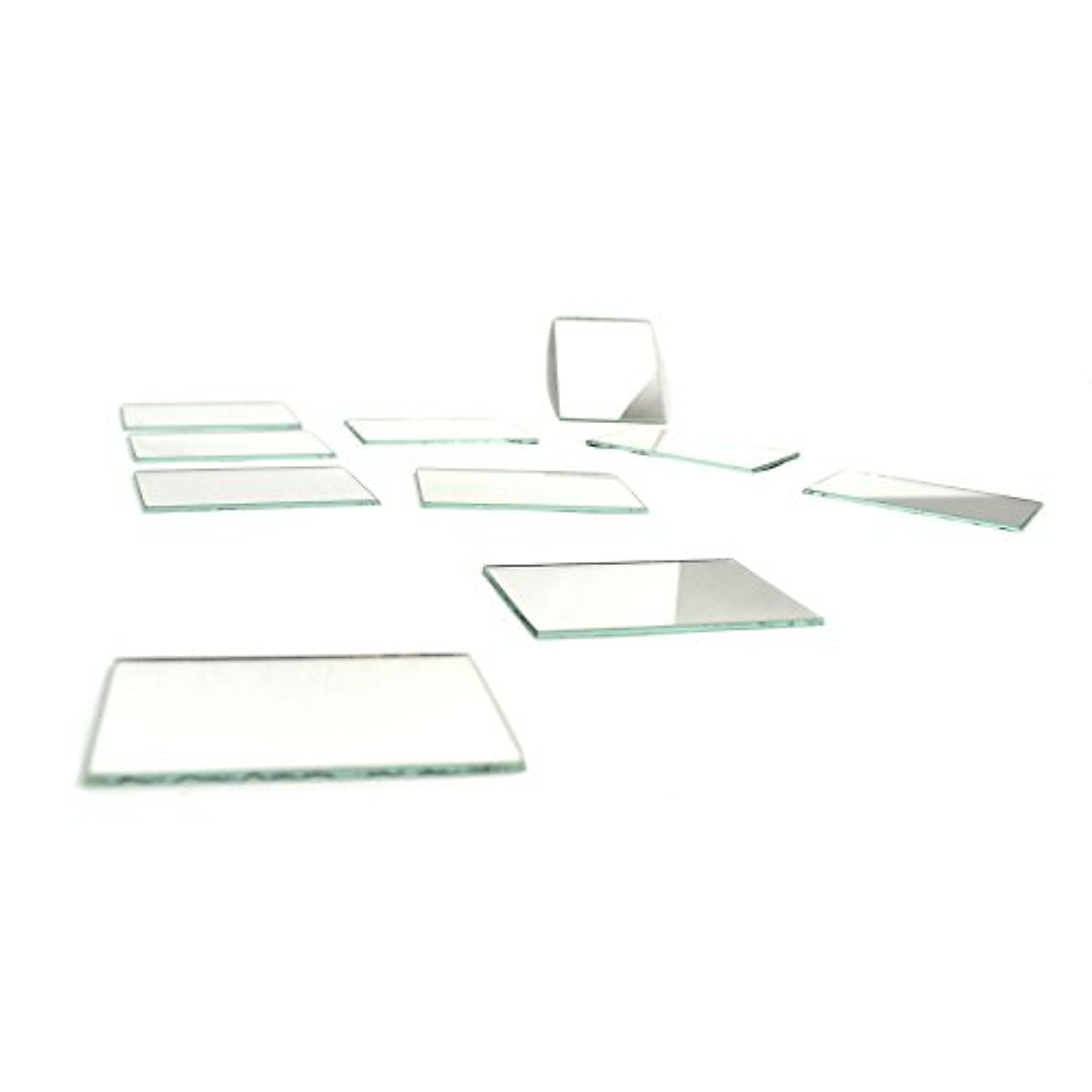 10 Pack Glass Plane Mirrors - Unmounted - 3"x2" approximate Size - Eisco Labs