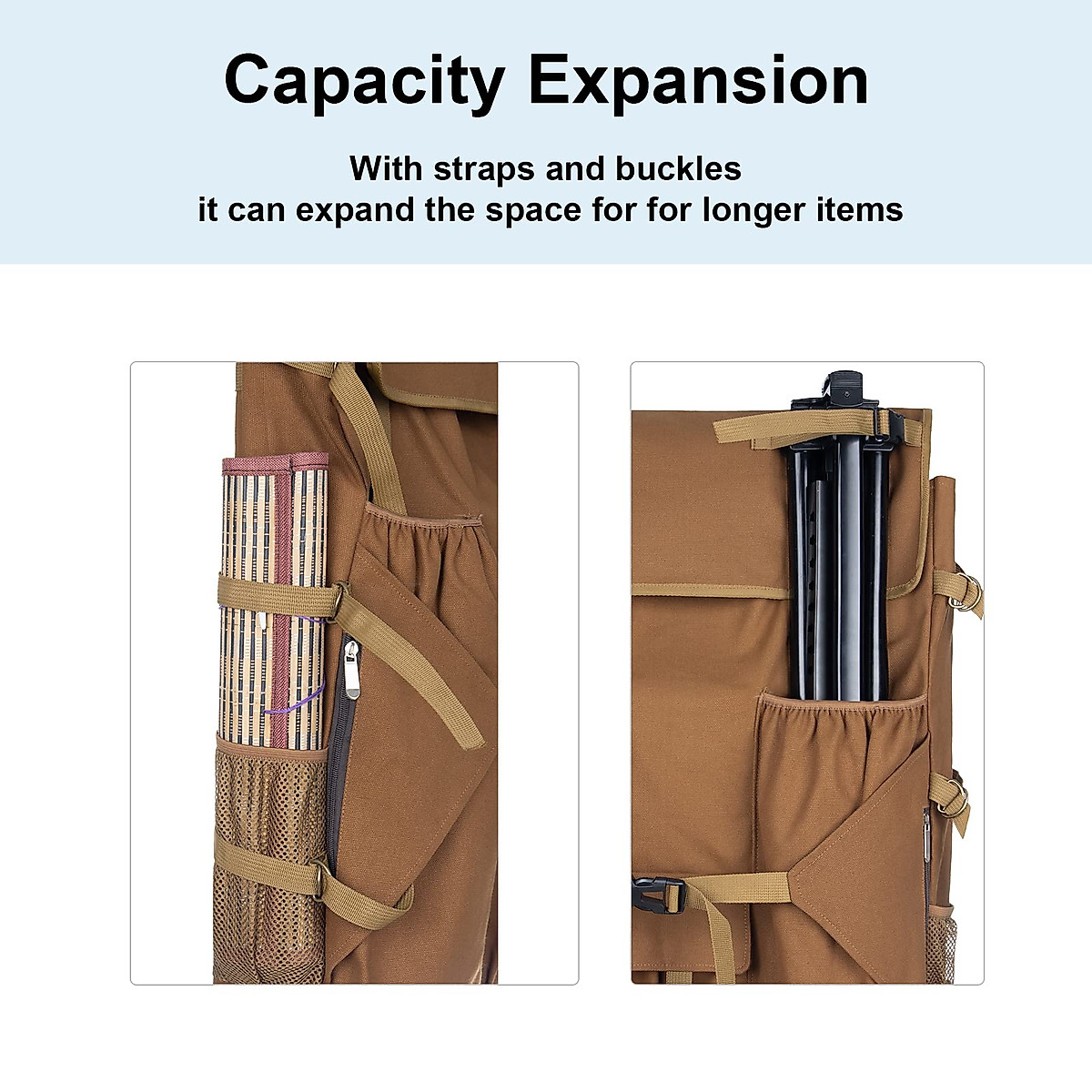 JJRING Heavy Duty Plein Air Artist Backpack with Handheld Strap, Art Supply Tote Bag for Carrying 18x24 Artwork, Drawing Boards (Brown)