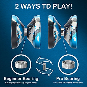 WATIEOBOO WA-01 Dual-Mode Metal Yo-Yo - Beginner Friendly Responsive System for Kids & Unresponsive Trick Yoyo for Adults, Competition-Ready with Gloves, Case & 10 Strings