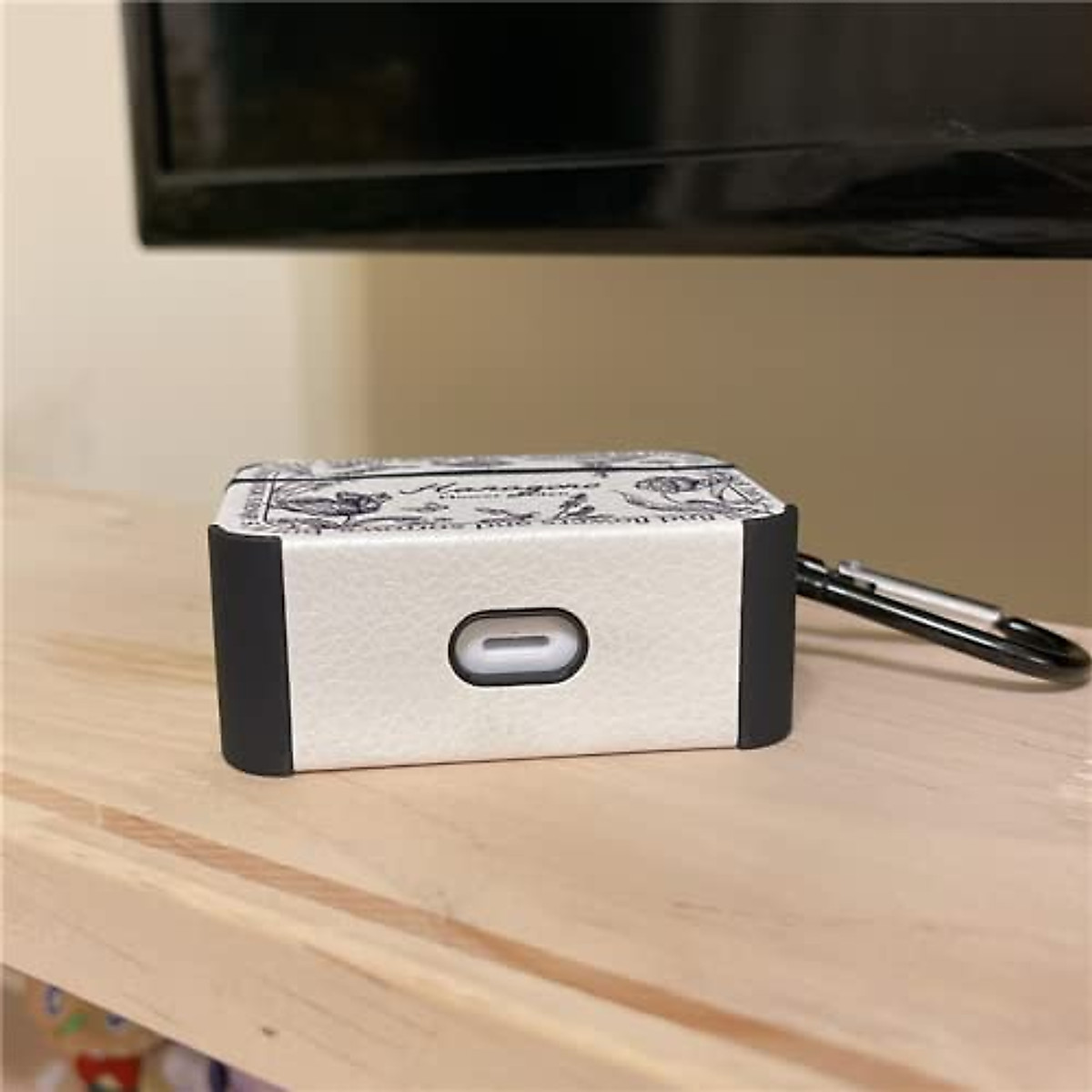 Case Cover Compatible with AirPods Pro 2 Stylish Floral AirPods Pro 2 Case for Women Girls Black Rose Patterns Protective Hard Case with Clip (White)