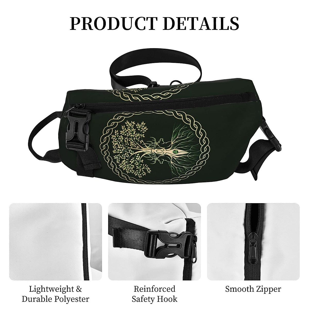 Ykklima Norse Viking Goddess Wiccan Wicca Pagan Sling Backpack Rope Crossbody Shoulder Bag for Men Women Travel Hiking Outdoor Daypack
