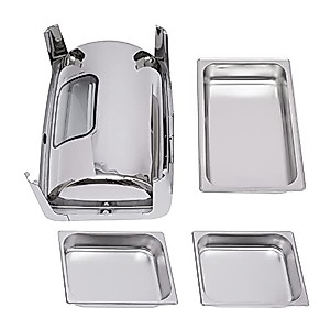 110V 400W Electric Chafing Dish Buffet Set Commercial 2-Trays 9QT Chafing Buffet Servers with Two Heating Methods and Clear Roll-Open Lid for Catering, Buffets, Parties