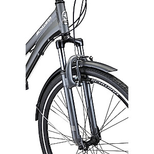 Schwinn Discover 2 Adult Hybrid Bike for Men and Women, 700c Wheels, 21-Speeds, 15-Inch Frame, Front and Rear Fenders, Rear Cargo Rack, Matte Grey