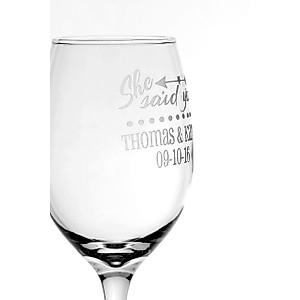 Engagement Engaged Wine Glass Gift Set - He Proposed She Said Yes