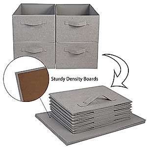 BOMKEE Collapsible Sorage Bins, Storage Cubes Baskets Collapsible Fabric Storage Boxes with Handles for Home and Office (Set of 4, 15.4 x 11.4 x 7.91inch)