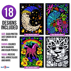 Super Pack of 18 Fuzzy Velvet Coloring Posters (Artistic Edition) - Great for Family Time, Arts & Crafts, Travel, Classrooms, Care Facilities [For All Ages: Girls, Boys, Adults, Toddlers, and More]