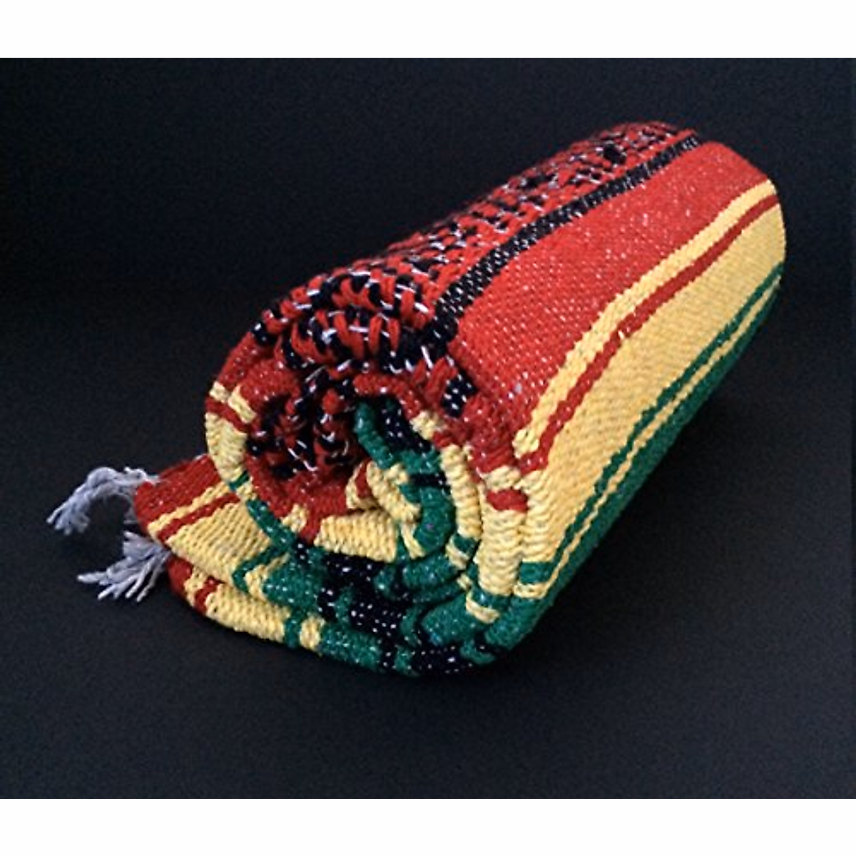 Open Road Goods Rasta Blanket or Hippie Blanket - Traditional Mexican Blanket/Mexican Falsa Blanket in Rasta Colors