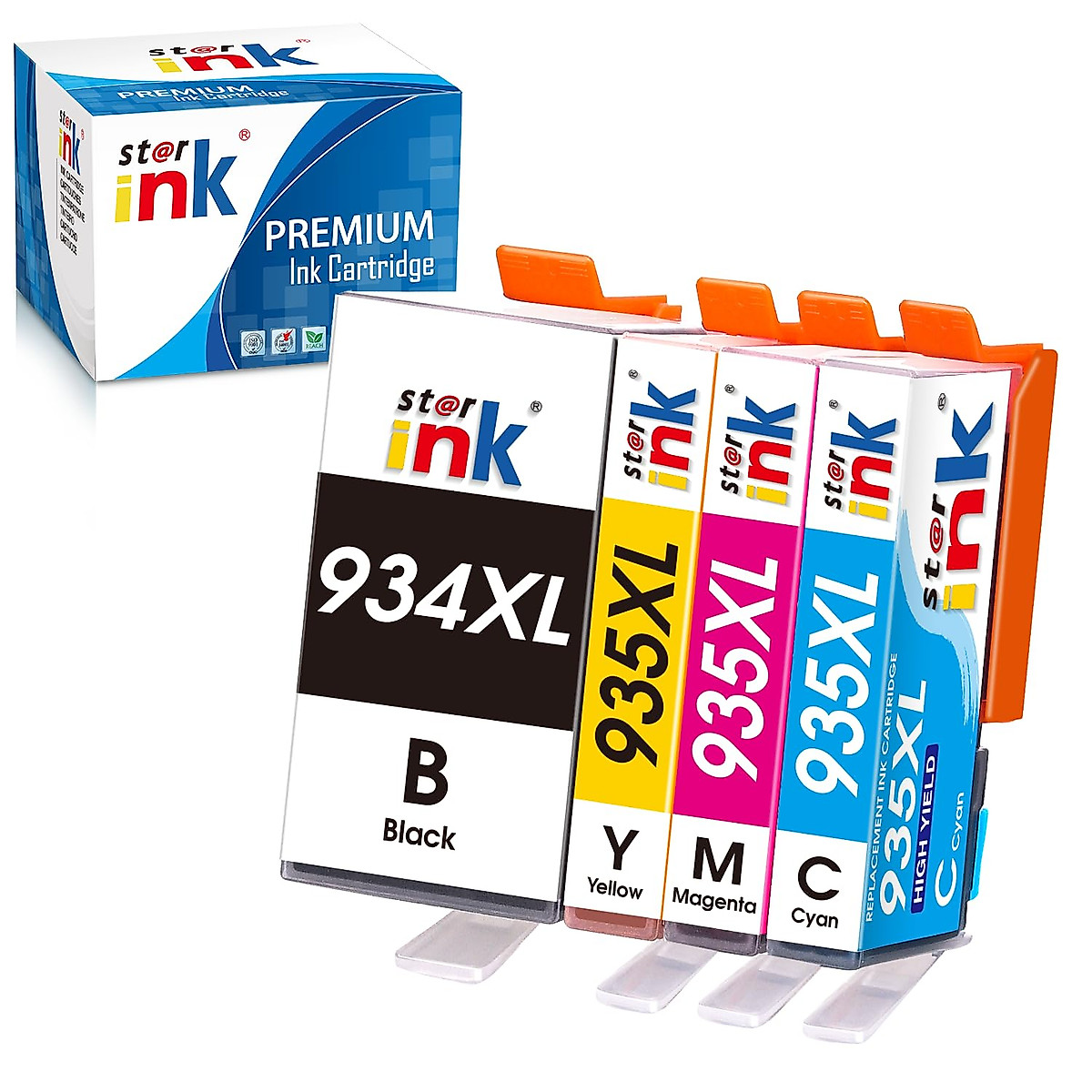 934XL 935XL High Yield Ink Replacement for HP 934 and 935 Ink Cartridges Combo Pack, Compatible for HP Officejet Pro 6830 6230 6835 6812 6815 6820 Printer, 4-Pack(Black Cyan Magenta Yellow)