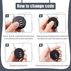 6 Pieces Cable Locks Combination Locks Cable Luggage Locks 3 Digit Thin Combo Padlock Waterproof Travel Padlock for Travel Gym Bike Backpack Cabinet 30 Inch, 5.31 Inch Wire Rope