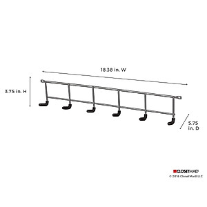 ClosetMaid Household Hang Up Wall Mounted Hook Rack, 5.8 x 18.4 x 3.8 inches, Silver