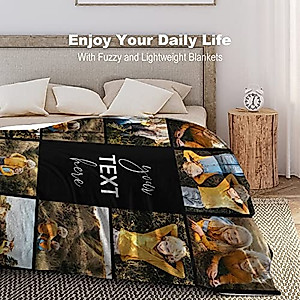 D-Story Custom Blanket Personalized Blanket with Photos Text Customized Picture Throw Blanket for Adult Kids Friends for Birthday Christmas Halloween Valentines, Memorial Gift, 10 Photos,5 Sizes