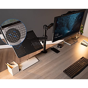 VIVO Black Fully Adjustable 13 to 32 inch Single Computer Monitor and Laptop Desk Mount Combo, Stand with Grommet Option, Fits up to 17 inch Laptops (STAND-V002C)