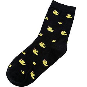 5 Pairs Women Crew Socks Casual Cute Cotton Animal Socks Long Ankle Socks Design for Girls X1-ducks907