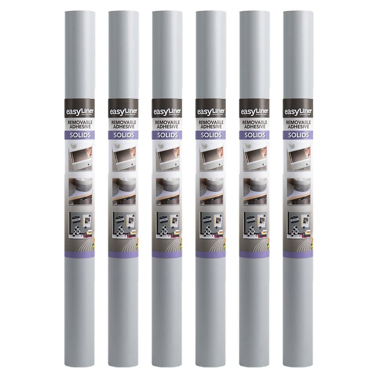 Duck 286446 EasyLiner Adhesive Laminate Solids Shelf Liner, Gray, 20 in. x 15 ft., 6 Rolls