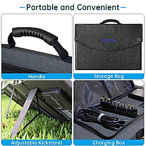 ITEHIL Solar Panel, 100W 18V Monocrystalline Portable Solar Panel, High Efficiency Waterproof Solar Panel Charger with USB/DC Outputs for Power Stations Outdoor Camping