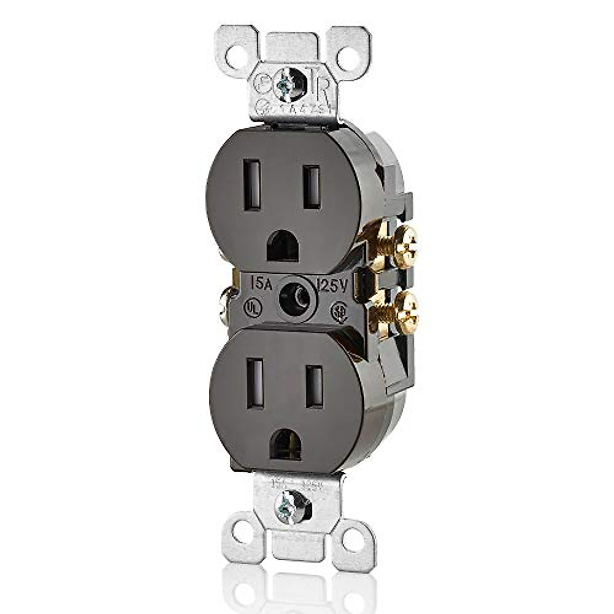 Leviton T5320-E 15 Amp, 125 Volt, Tamper Resistant, Duplex Receptacle, Residential Grade, Grounding, Black