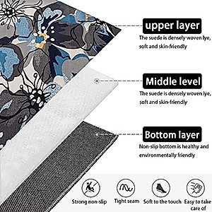 Modern Bright Floral Area Rugs for Living Dinning Room Multicolor Artistic Flowers Print Floor Mats Machine Washable Durable Carpet Throw Rug,3'x5',Blue