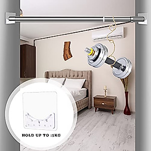 Transparent Adhesive Shower Curtain Rod Holder, Invisible Wall Mount Holder for Curtain Rod, Bathroom Curtain Rod Tension Bracket No Drilling Shower Rod Holders for Wall