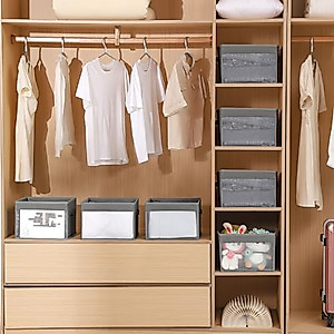 Remittur 4 Packs Closet Storage Bins with Clear Window, Foldable Linen Storage containers with Handle, Cube Storage Box Basket for Clothing, Jeans,Toys, Books, Shelves, Wardrobe, Closet