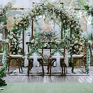 CQURE 6Pcs Eucalyptus Garland,Artificial Eucalyptus Leaves Table Greenery Garland Wreath Vines for Wedding Party Fireplace Bedroom Wall Room Decor