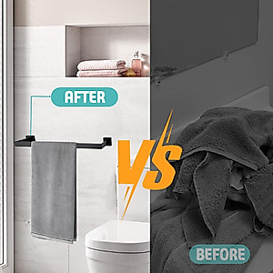 LANC 36-Inche Long Towel Bars for Bathroom Wall Mounted, Matte Black Bath Towel Racks Stainless Steel Total-37.5” Towel Rails for Kitchen Square Towel Holder Rods Hanger, A8804MB-9P1