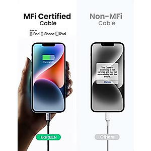 UGREEN USB C to Lightning Cable 6FT - MFi Certification Lightning Cable Compatible with iPhone 14/14 Pro/14 Pro Max, iPhone 13/12/11/X/XR/XS/8 Series, iPad 9, AirPods Pro, and More