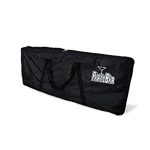 PARTYPONG Black Folding Portable Party Bar with Black Skirt, Storage Shelf, and Carrying Bag - Single Set