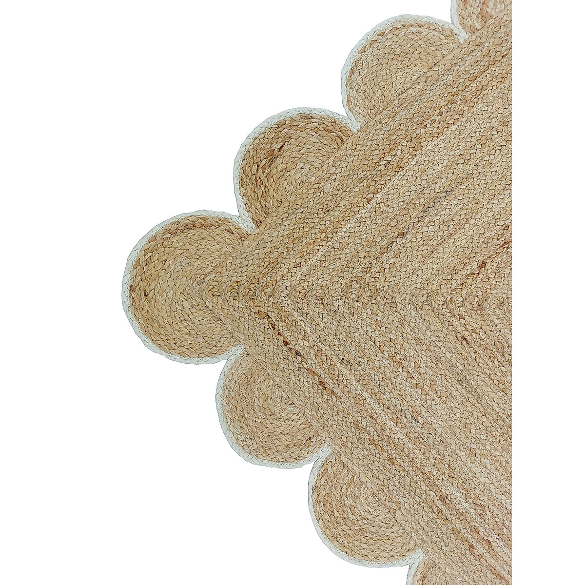 Weaving Village Scalloped Natural Jute Area Rug, Colored Trim