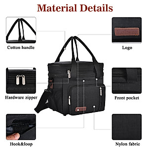 BAGNN Lunch Box & Lunch Bag for Men Women, Large Insulated Adult Lunch Box Leakproof Lunchbox Cooler Bag for Work Picnic Beach,16L, Black
