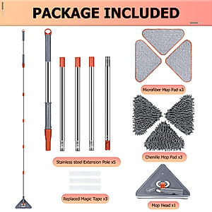 Wall Cleaner 98 Inch Wall Cleaner with Long Handle,HoMerit Wall Cleaner Mop 360° Rotatable Adjustable Cleaning Mop,Ceiling Dust Mop,Wall Cleaning Tool for Walls/Baseboard/Floors,6 Replacement Pads