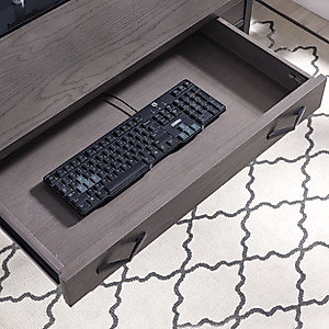Leick Chisel & Forge Writing Desk, Smoke Gray/Matte Black