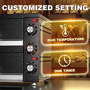 Countertop Pizza Oven Electric Indoor Pizza Oven Commercial PYY Stainless Steel 2-Layers Pizza Cooker with Timer for Home Restaurant