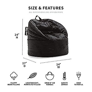 Big Joe Stack Chair, Black Plush Bean Bag & Milano Kid's Bean Bag Chair, Dolce Terazzo Lenox, 2ft Small