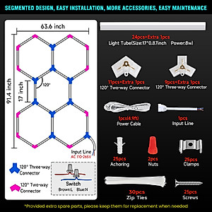 YOSHINE Hexagon LED Garage Lights: 192W 23040LM Super Bright Hexagon LED Shop Lights, CRI 85+, 25 Pack Aluminum Alloy Shell Hex Garage Led Ceiling Lights, Hexagon Led Lights for Garage, Basement, Gym