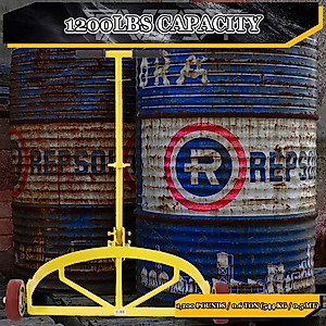 Tandagy 55 Gallon Drum Dolly 1200lbs Capacity Oil Drum Cart with Pivoting T Handle Low Profile Oil Barrel Drum Roller Cart Heavy Duty Oil Drum Caddy with Rotating Wheels for Workshop Factory Warehouse