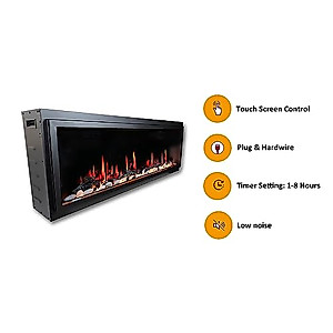 Litedeer Latitude 55" Smart Built-in Linear Electric Fireplace with Fire Crackling Sounds Smart Fireplace App WiFi Enabled - ZEF55V, Black