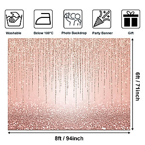 Avezano 8x6ft Rose Gold Bokeh Backdrop Glitter Rose Gold Sweet Sixteen Birthday Party Background Rose Gold Birthday Baby Shower Wedding Bridal Shower Kids Portraits Photo Studio Backdrops