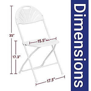 TentandTable Fan Back Heavy Duty Stackable Folding Chairs | White | 300-Pound Capacity | for Events, Banquets, Parties, and Weddings | 8 Pack