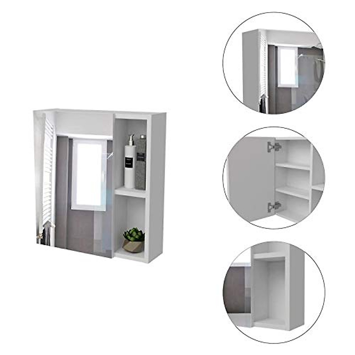 TuHome White Modern Engineered Wood Labelle 19" Mirror Medicine Cabinet