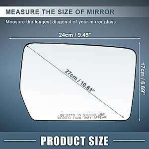 A ABSOPRO Heated Mirror Glass 4L3Z-17K707-AB with Backing Plate Passenger Right Side Mirror Replacement Glass for Ford F150 2004 2005 2006 2009 2010