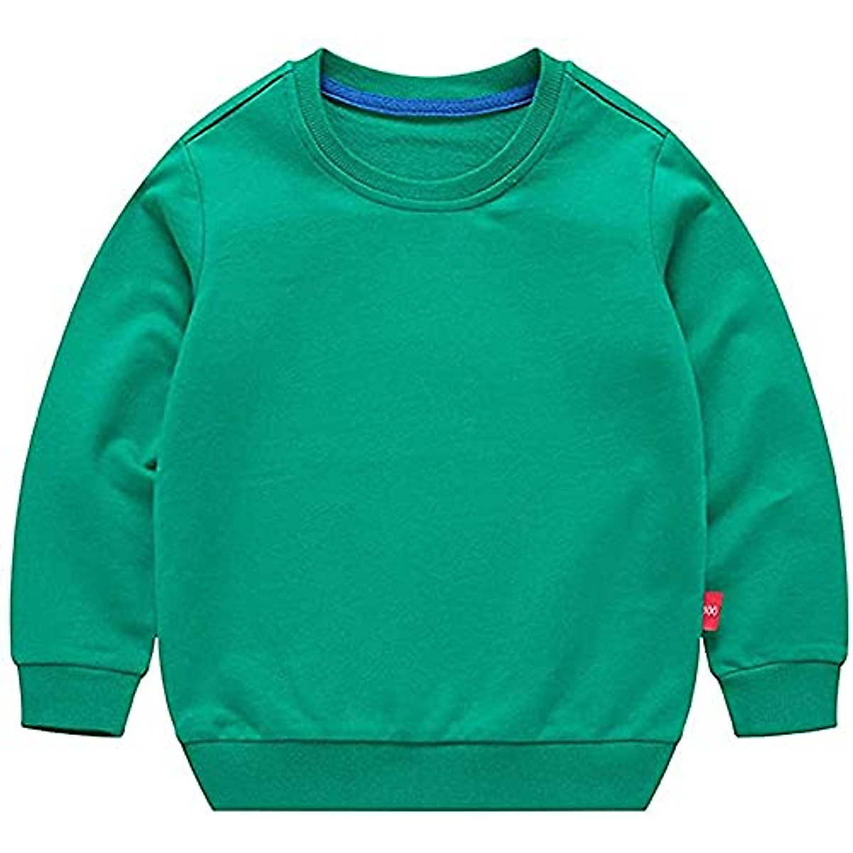 OdilMacy Unisex Kids Solid Cotton Thin Pullover Sweatshirt Toddler Baby Crewneck Long Sleeve T-Shirt Tops Green