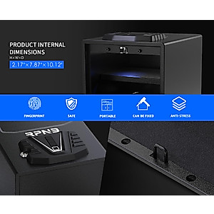 RPNB Gun Security Safe, Quick-Access Firearm Safety Device with Biometric Fingerprint & Digital Key Pad